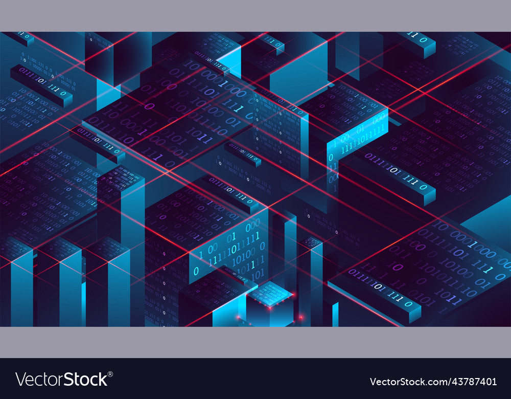 Isometric Big Data Flow Processing Concept Vector Image