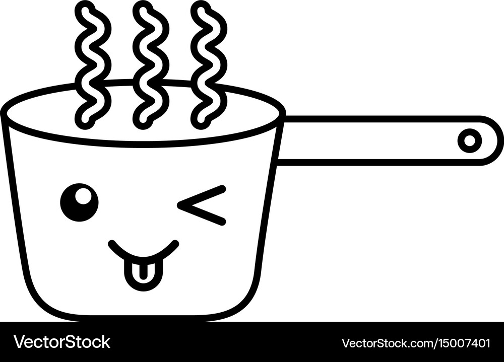 Kawaii cooking pot cartoon Royalty Free Vector Image