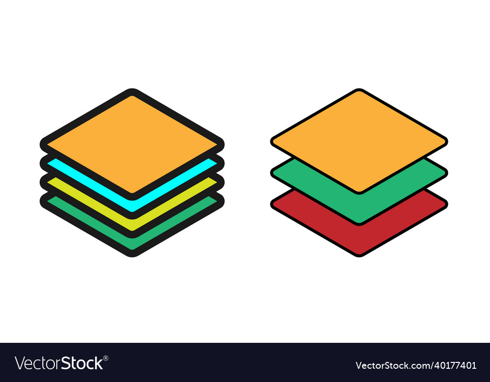 Layer icon set flat icon Royalty Free Vector Image
