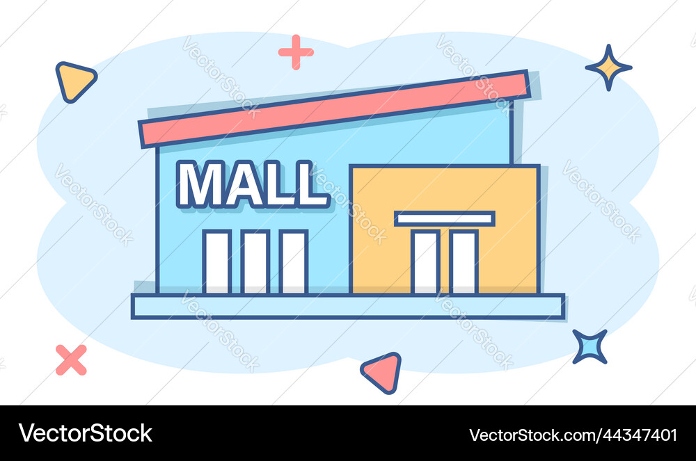 Mall icon in comic style store cartoon on white Vector Image