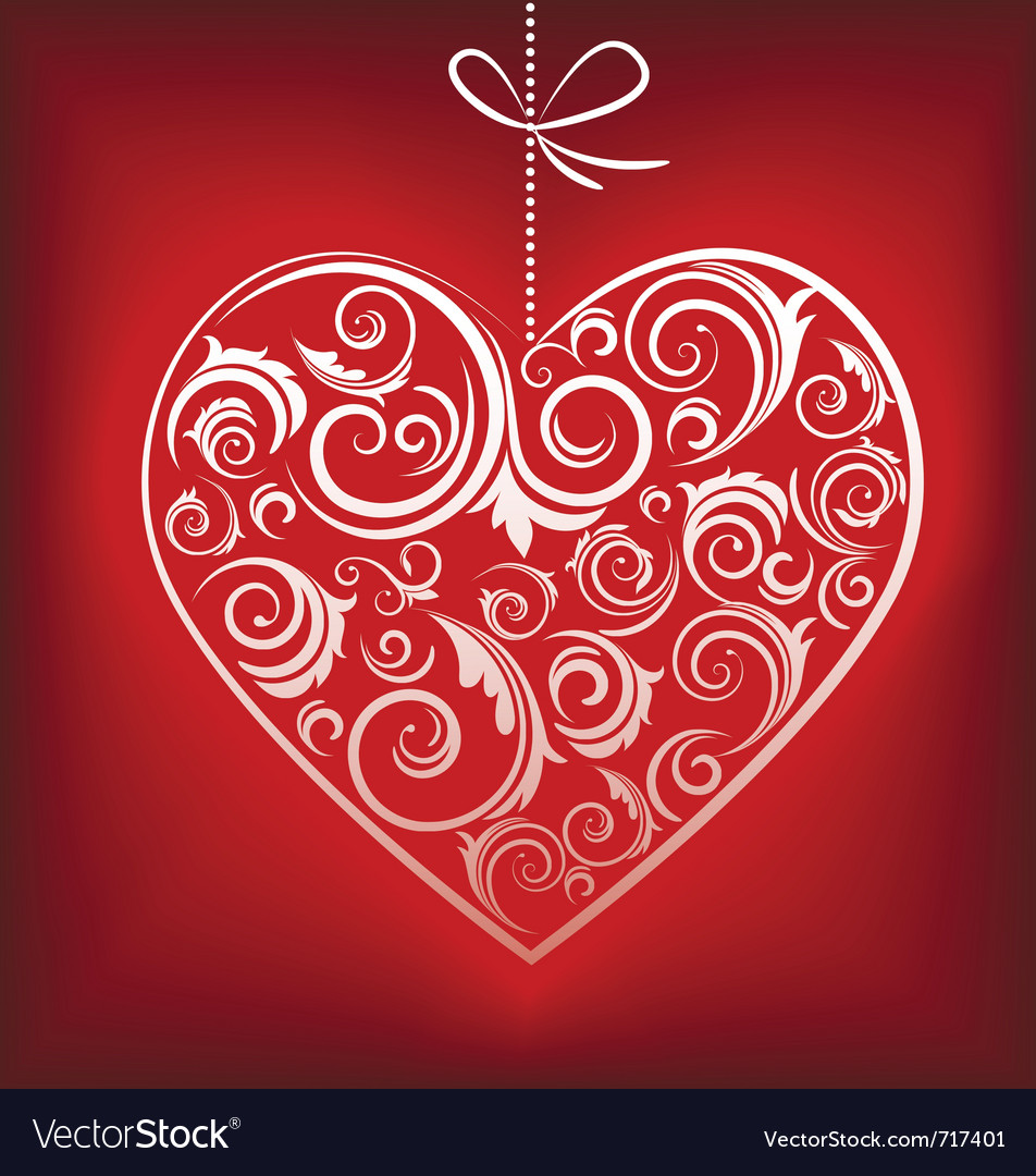 Retro red patterned heart Royalty Free Vector Image