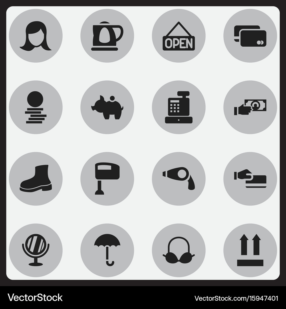 Set of 16 editable shopping icons includes Vector Image