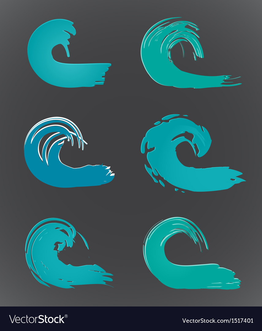 Set of wave Royalty Free Vector Image - VectorStock