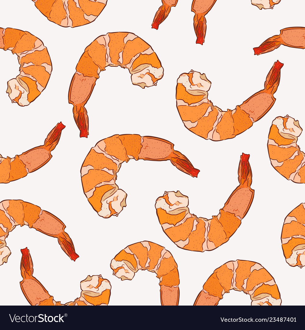 Shrimp seamless pattern Royalty Free Vector Image