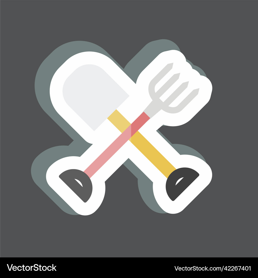 Sticker farming tools suitable for garden symbol Vector Image