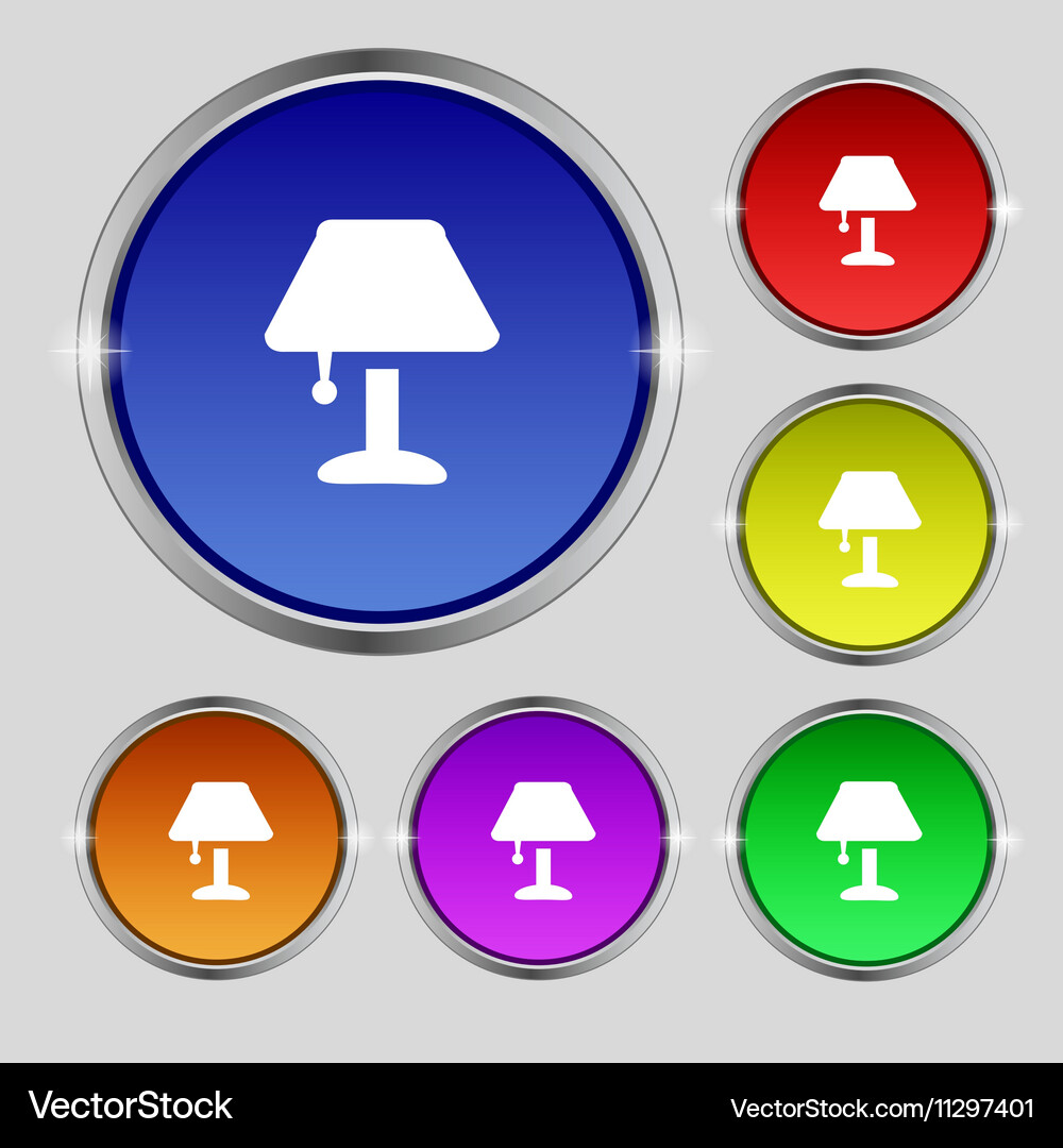 Table lamp icon sign round symbol on bright Vector Image