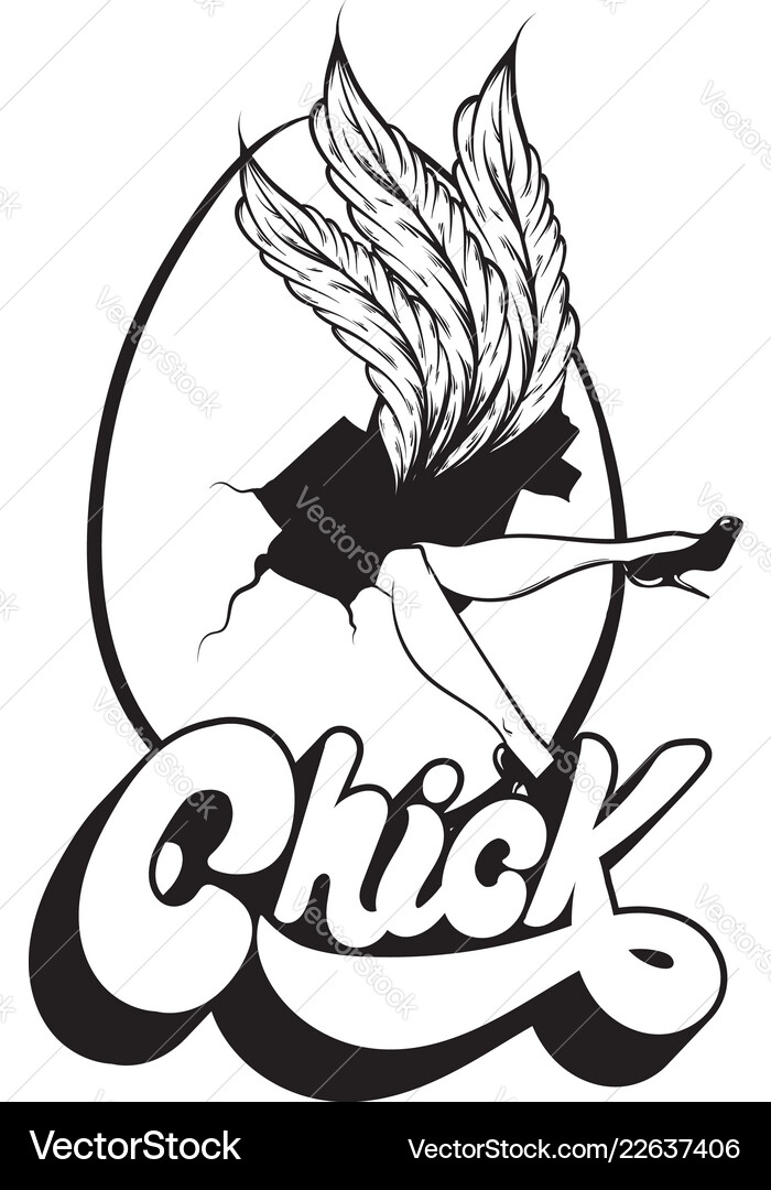 Chick handwritten lettering made in 90s style Vector Image