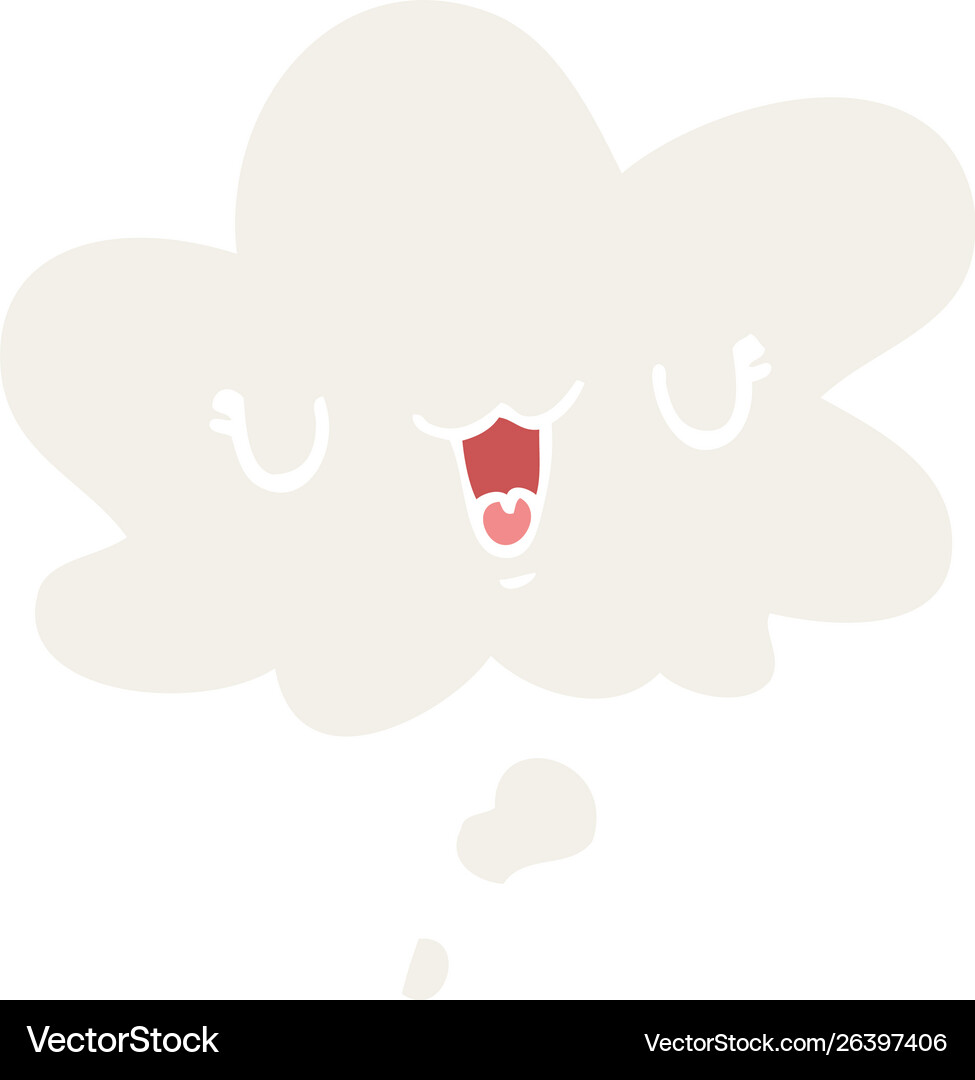 Cute happy cartoon face and thought bubble Vector Image