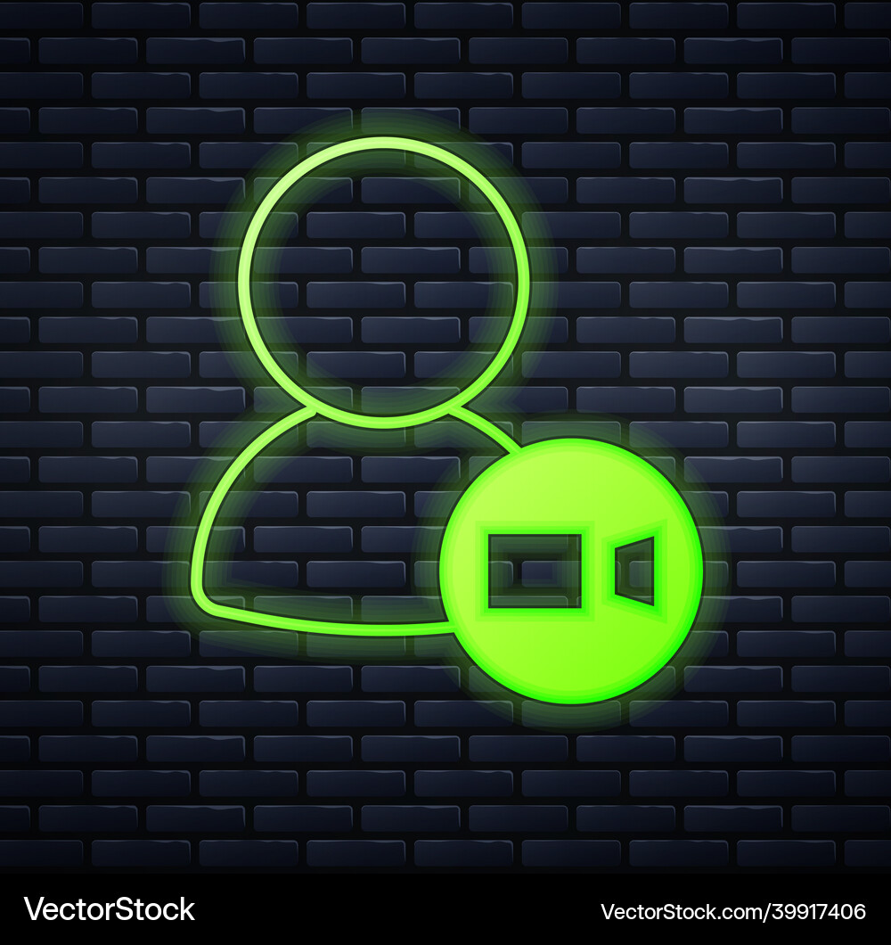 Glowing neon video chat conference icon isolated Vector Image