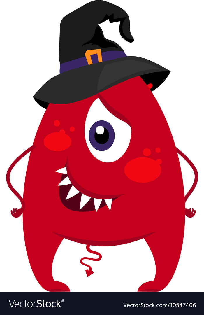 Halloween monster in witch hat Royalty Free Vector Image