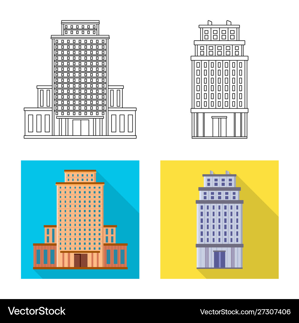 Isolated object municipal and center icon set Vector Image