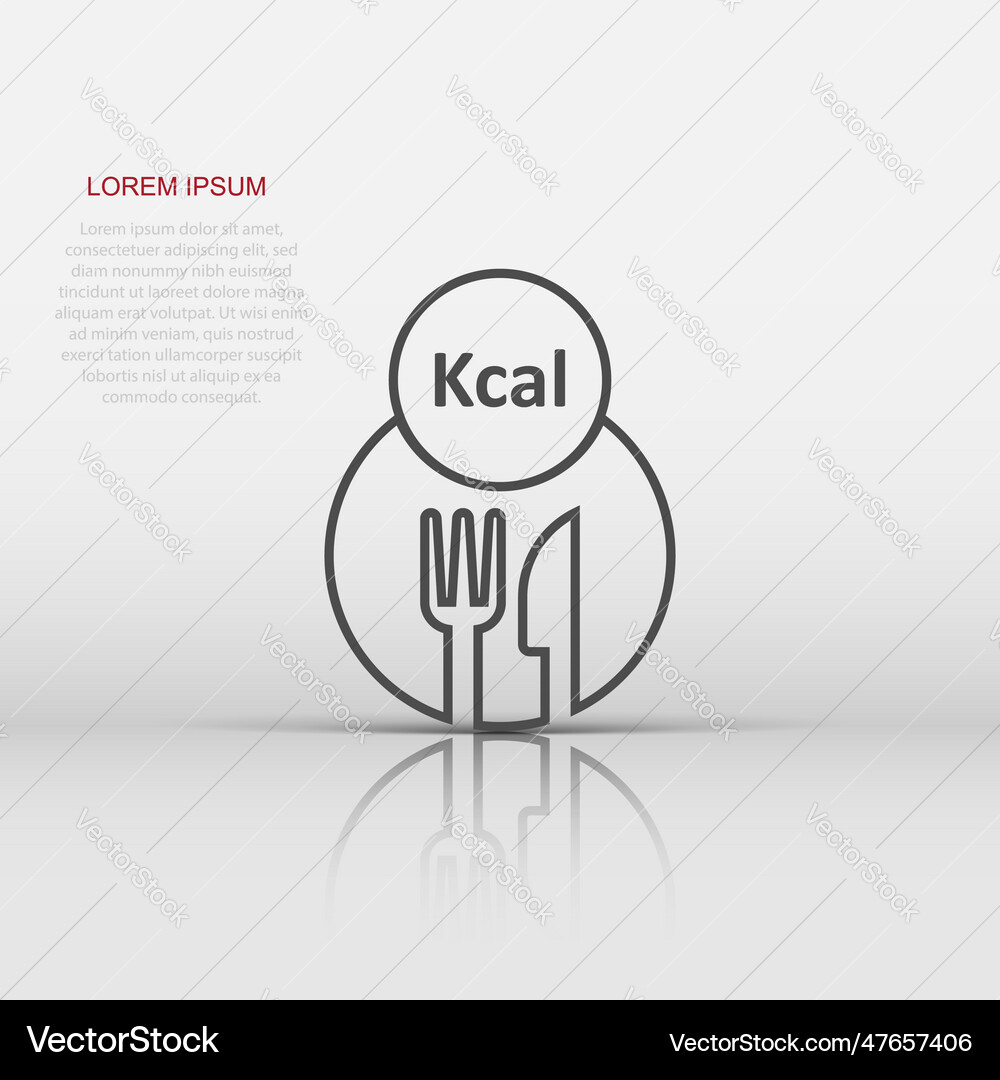 Kcal icon in flat style diet on white isolated Vector Image