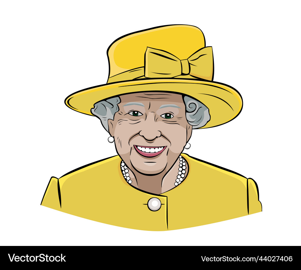 Queen Elizabeth Portrait - Yellow Suit Royalty Free Vector