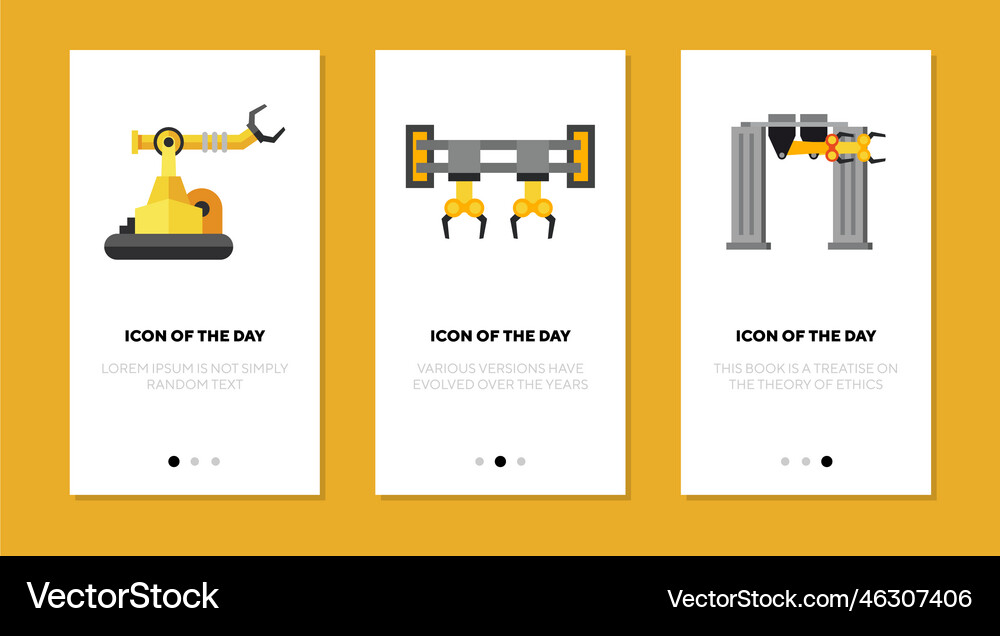 Robotic arms flat icon set Royalty Free Vector Image