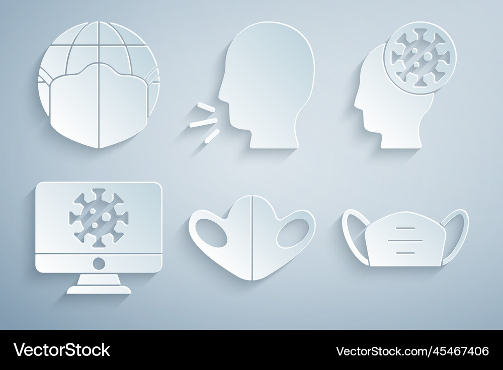 Set medical protective mask human and virus Vector Image