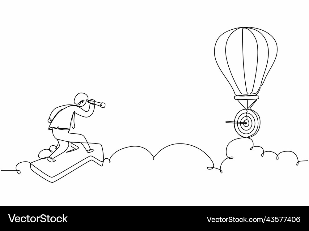 Single one line drawing male employee fly Vector Image