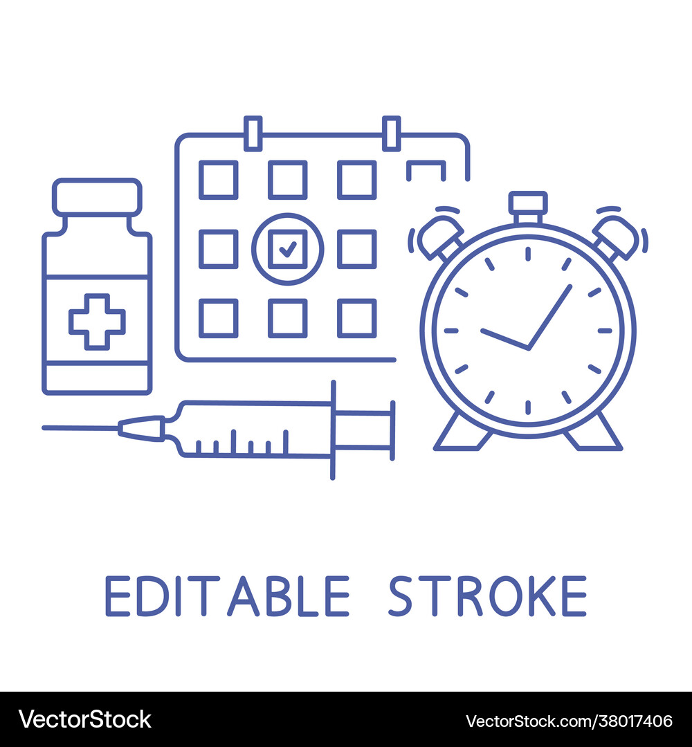 Vaccination schedule line icon time to vaccinate Vector Image