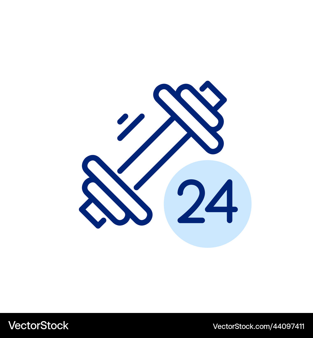 24 hour gym icon pixel perfect editable stroke Vector Image