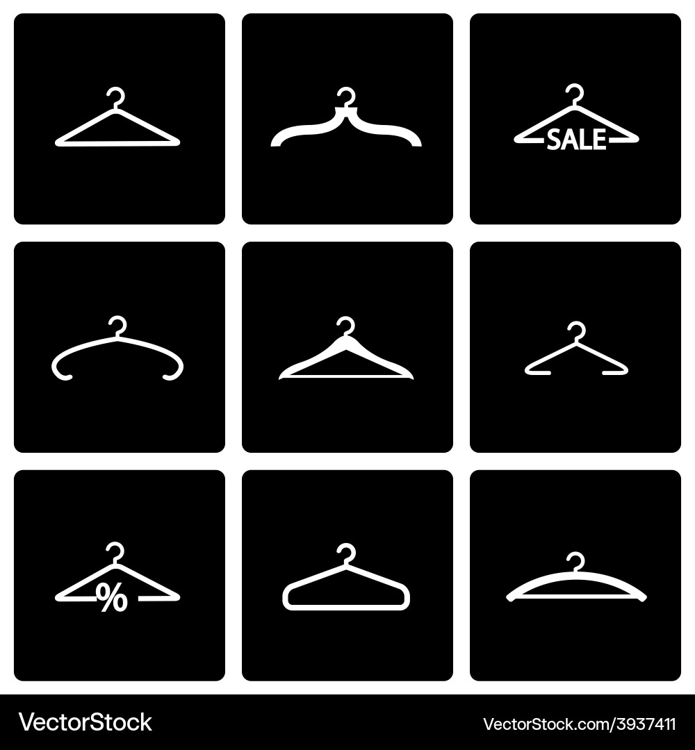 Black hanger icon set Royalty Free Vector Image