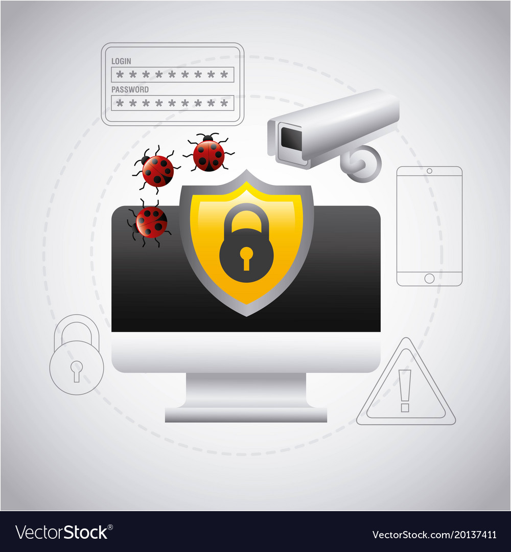 Computer screen shield protection security virus Vector Image