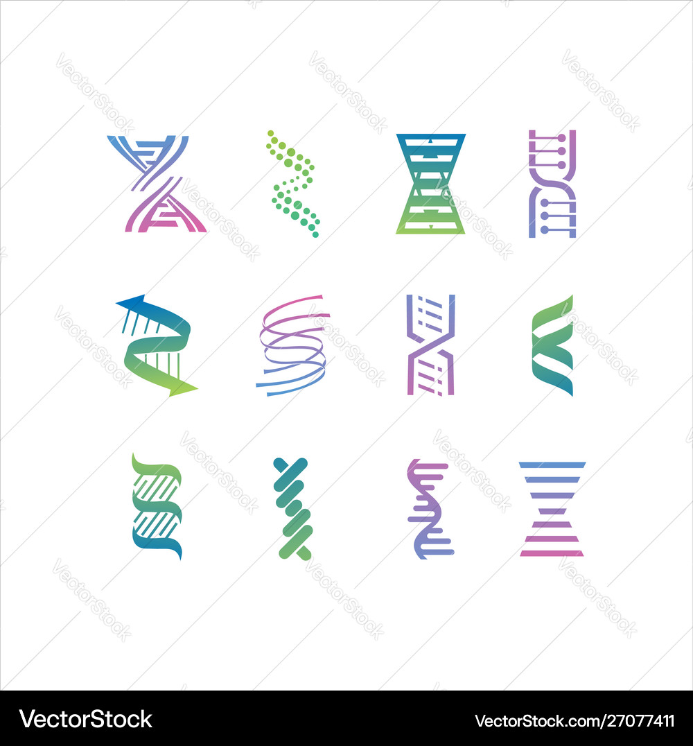 Dna genetic sign icons and elements collection Vector Image