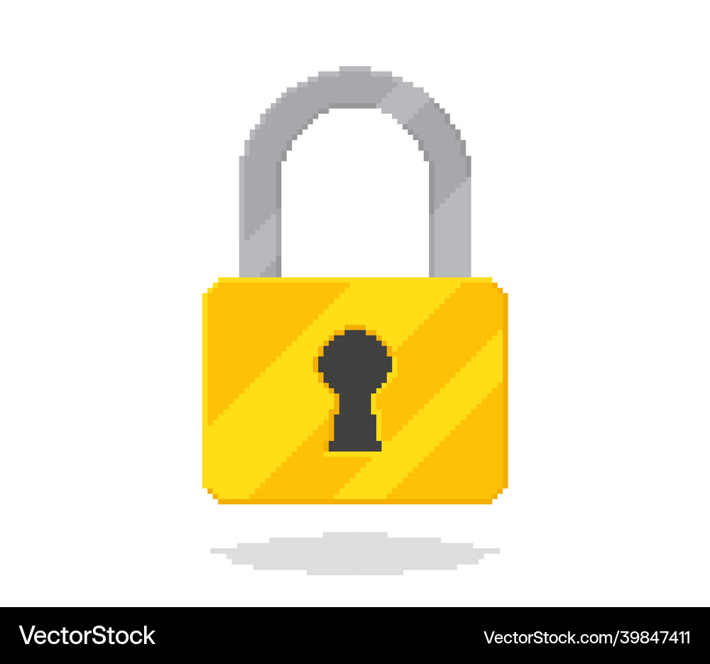 Flat design pixel art of padlock Royalty Free Vector Image