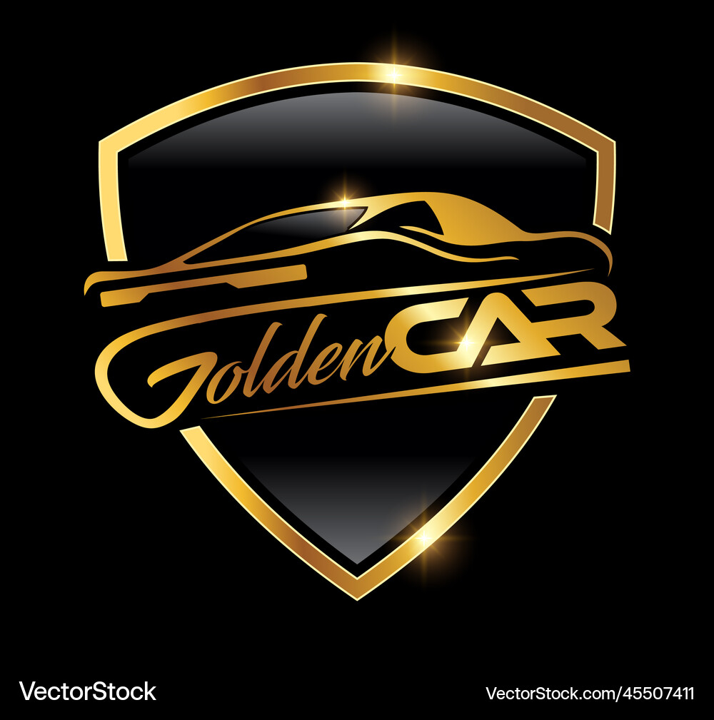 Golden car logo icon Royalty Free Vector Image