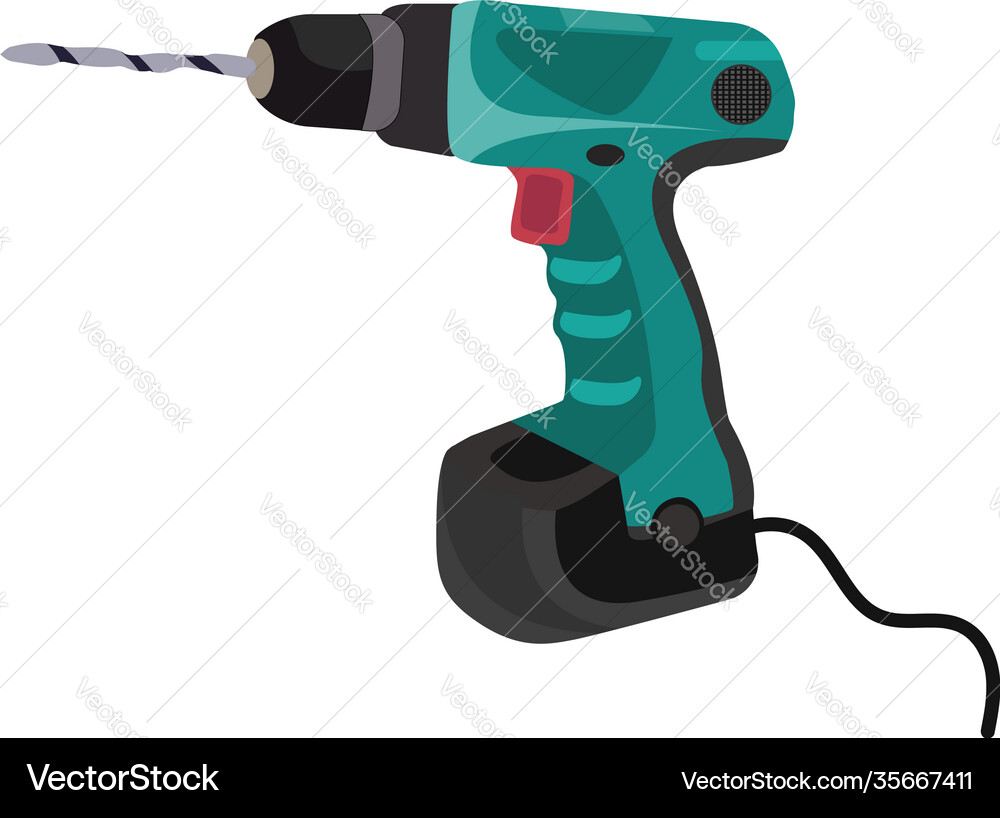 Green drill machine on white background Royalty Free Vector