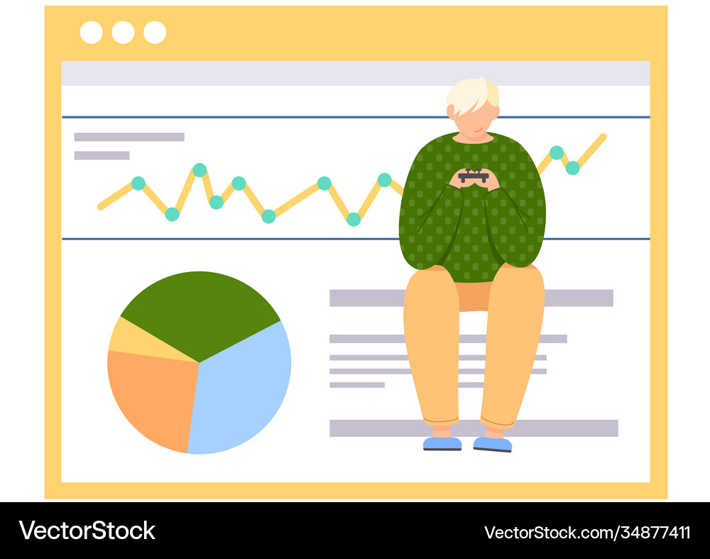 Guy plays video games young man gaming Royalty Free Vector