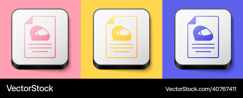 Isometric racing helmet icon isolated on pink Vector Image