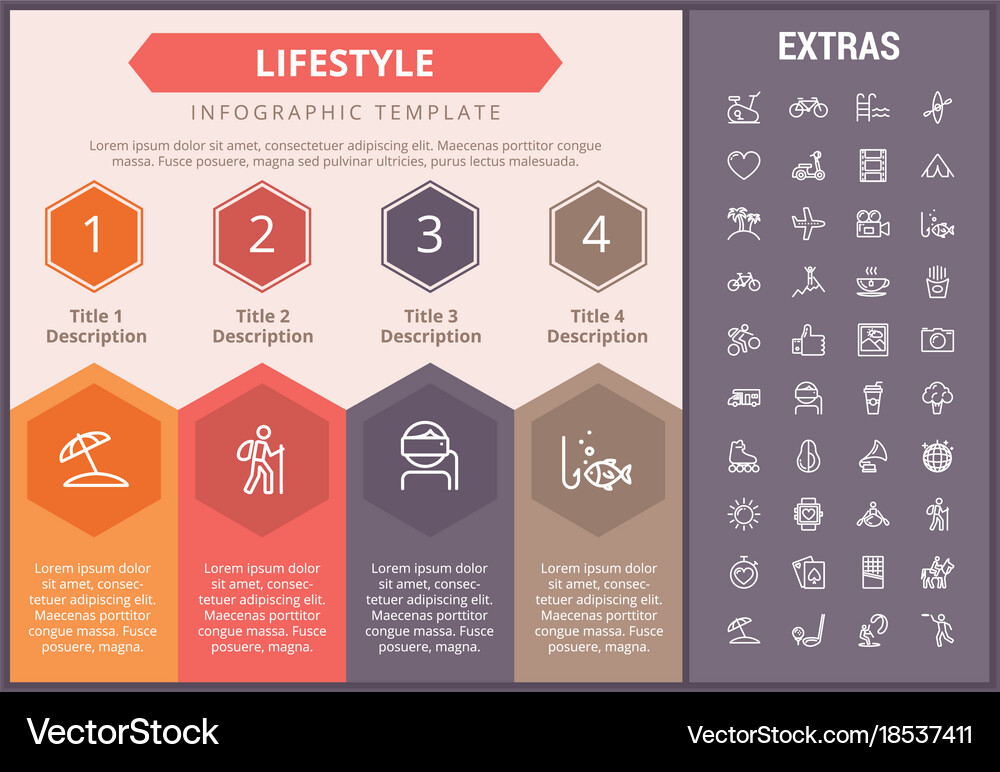 Lifestyle infographic template elements and icons Vector Image