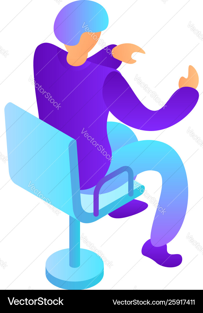 Man at desktop chair icon isometric style Vector Image