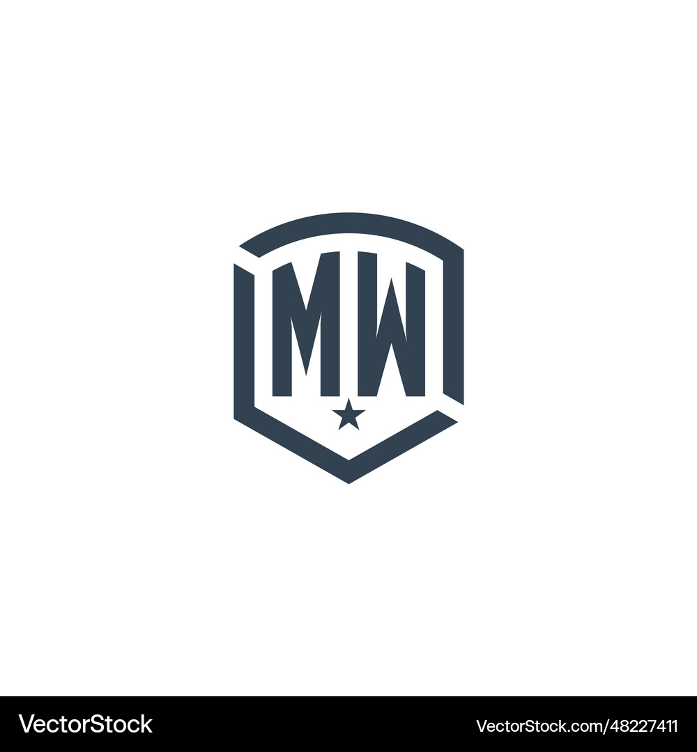 Monogram MW Shield Logo - Star & Initials – Royalty-Free Vector ...