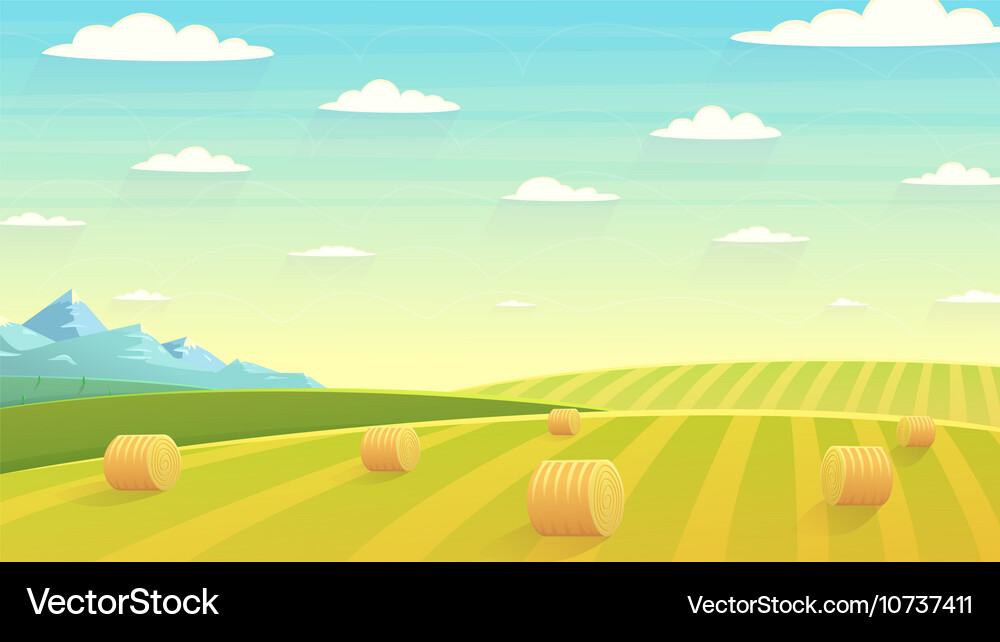 Natural landscape hay field Royalty Free Vector Image