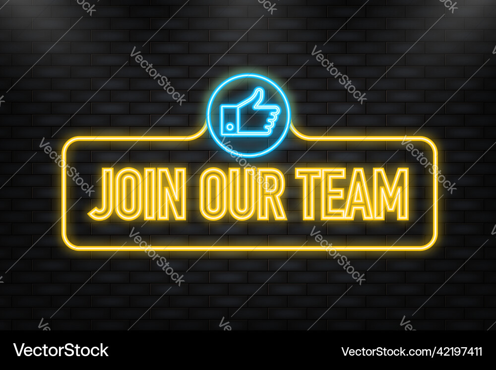 Neon icon business template with red join our Vector Image