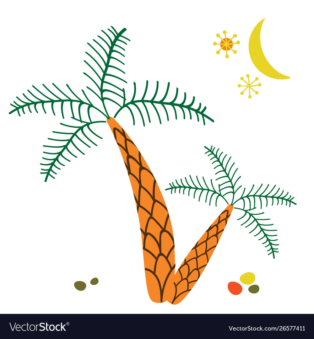 Palm trees on white background Royalty Free Vector Image