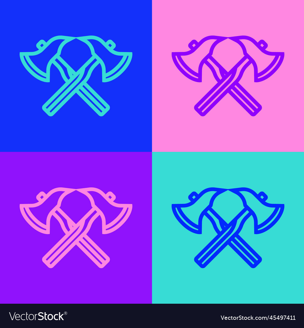 Pop art line firefighter axe icon isolated Vector Image Pop art line firefighter axe icon isolated Vector Image