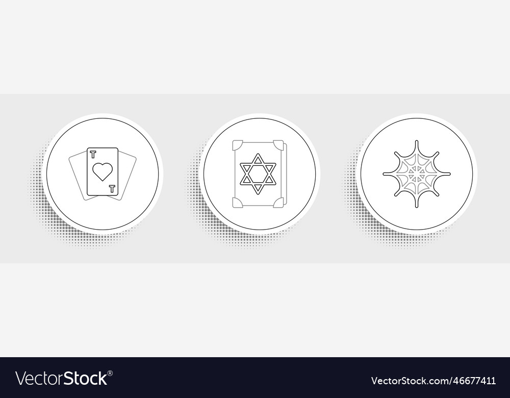 Set line spider web playing cards and ancient Vector Image