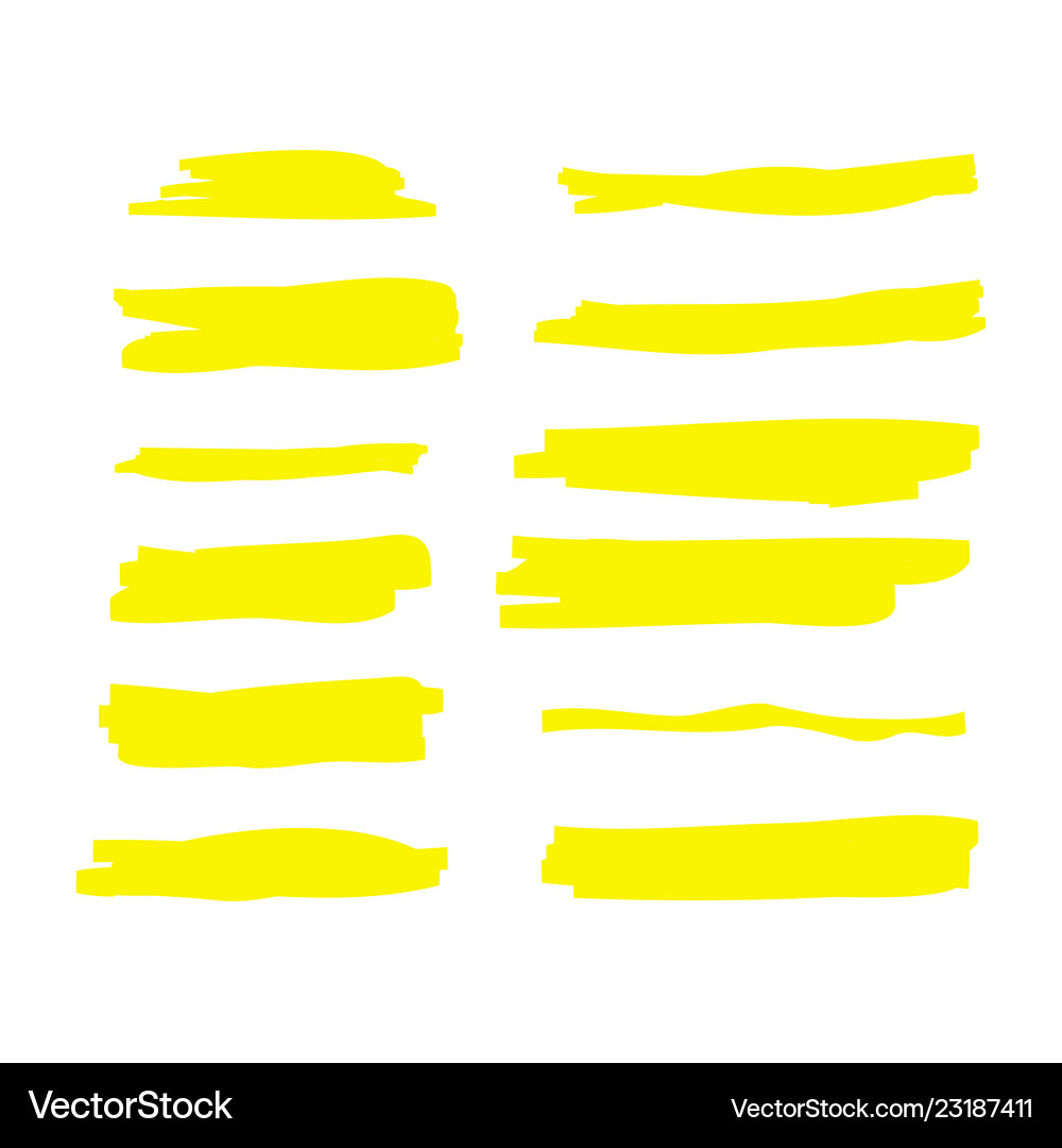 Yellow watercolor hand drawn highlight set Vector Image