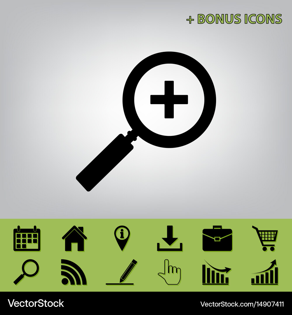 Zoom sign black icon at gray Royalty Free Vector Image