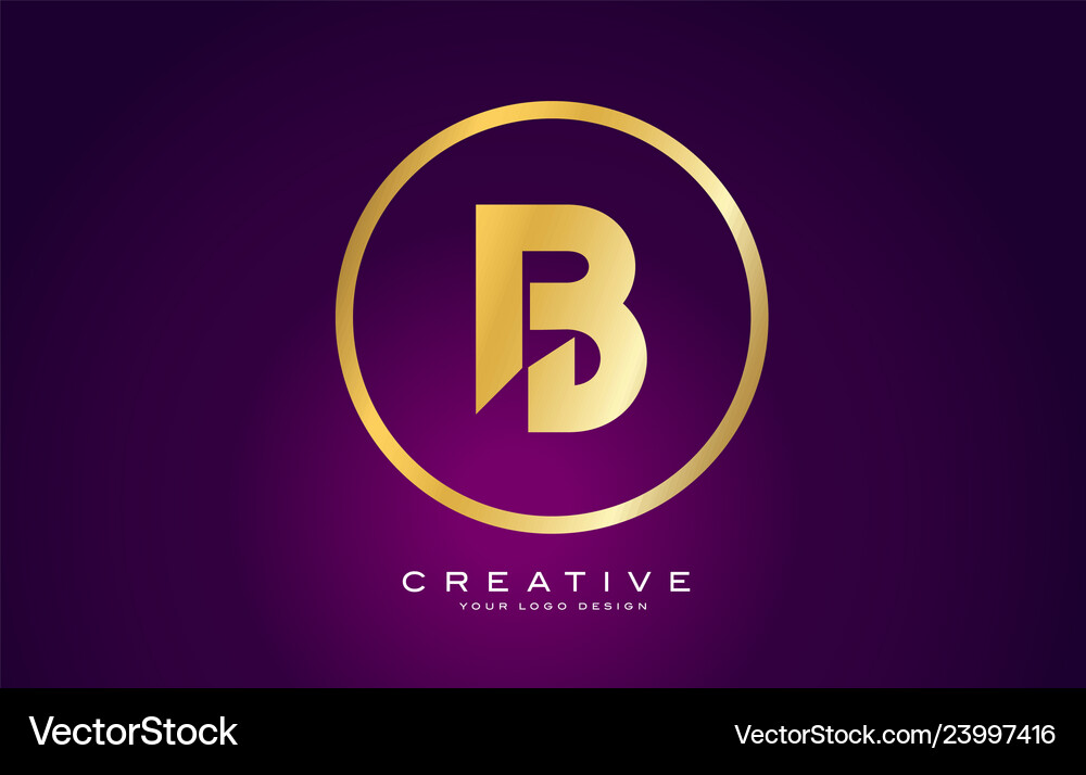 B letter gold logo design modern icon Royalty Free Vector