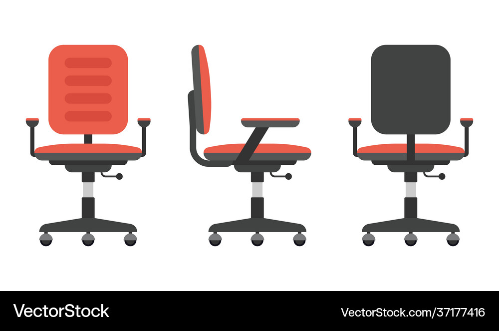 Desk chair set isolated on white Royalty Free Vector Image
