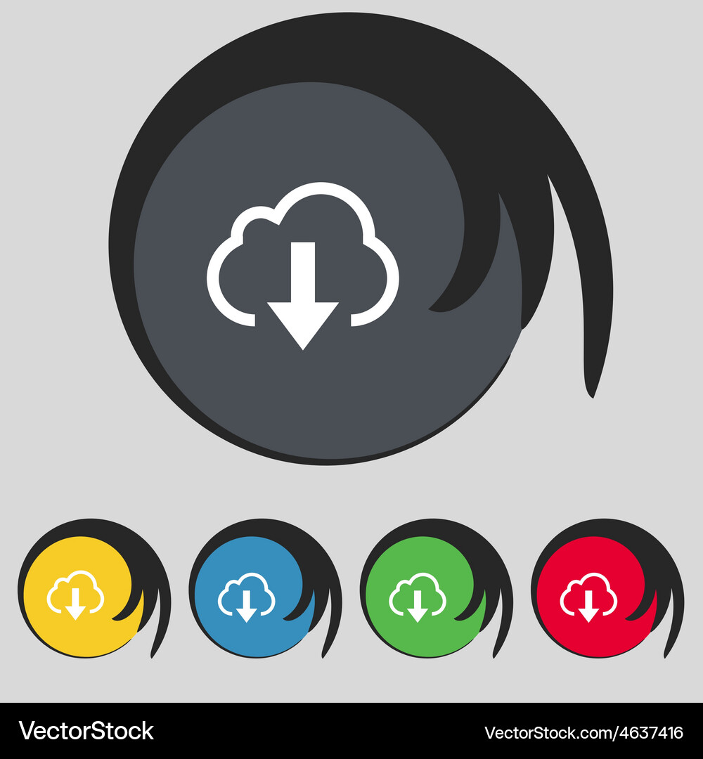 Download from cloud icon sign symbol on five Vector Image