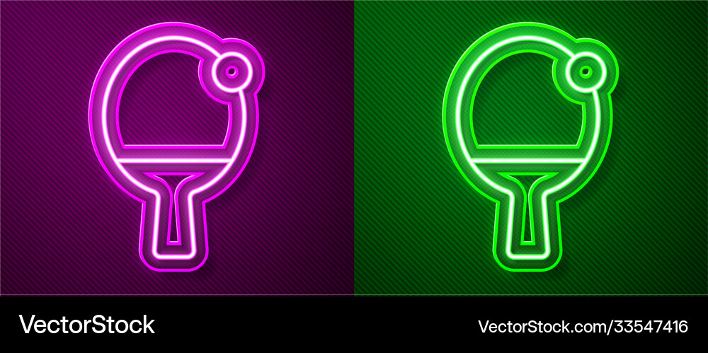 Glowing neon line racket for playing table tennis Vector Image
