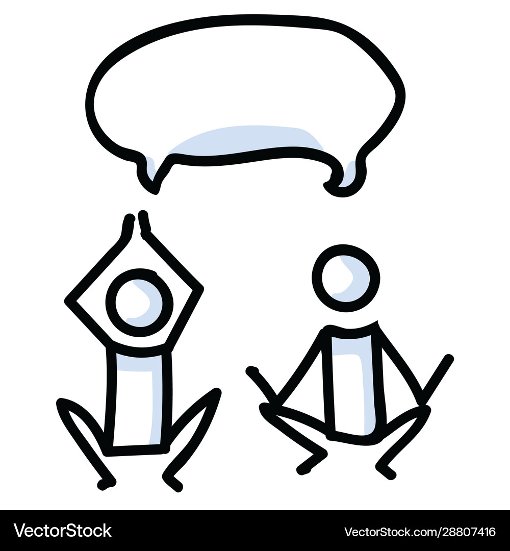 Hand drawn two stick figure lotus yoga pose Vector Image
