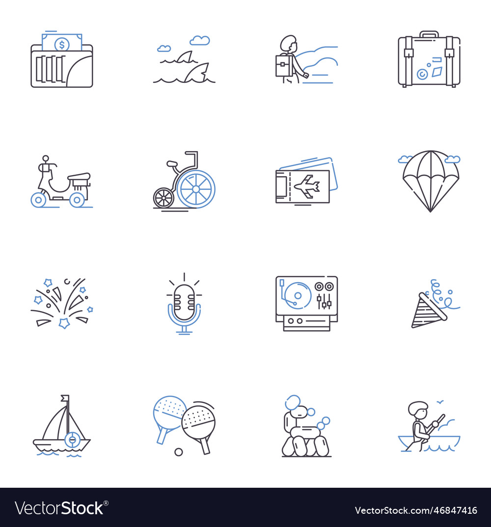 Hiking enthusiasts line icons collection Vector Image Hiking enthusiasts line icons collection Vector Image