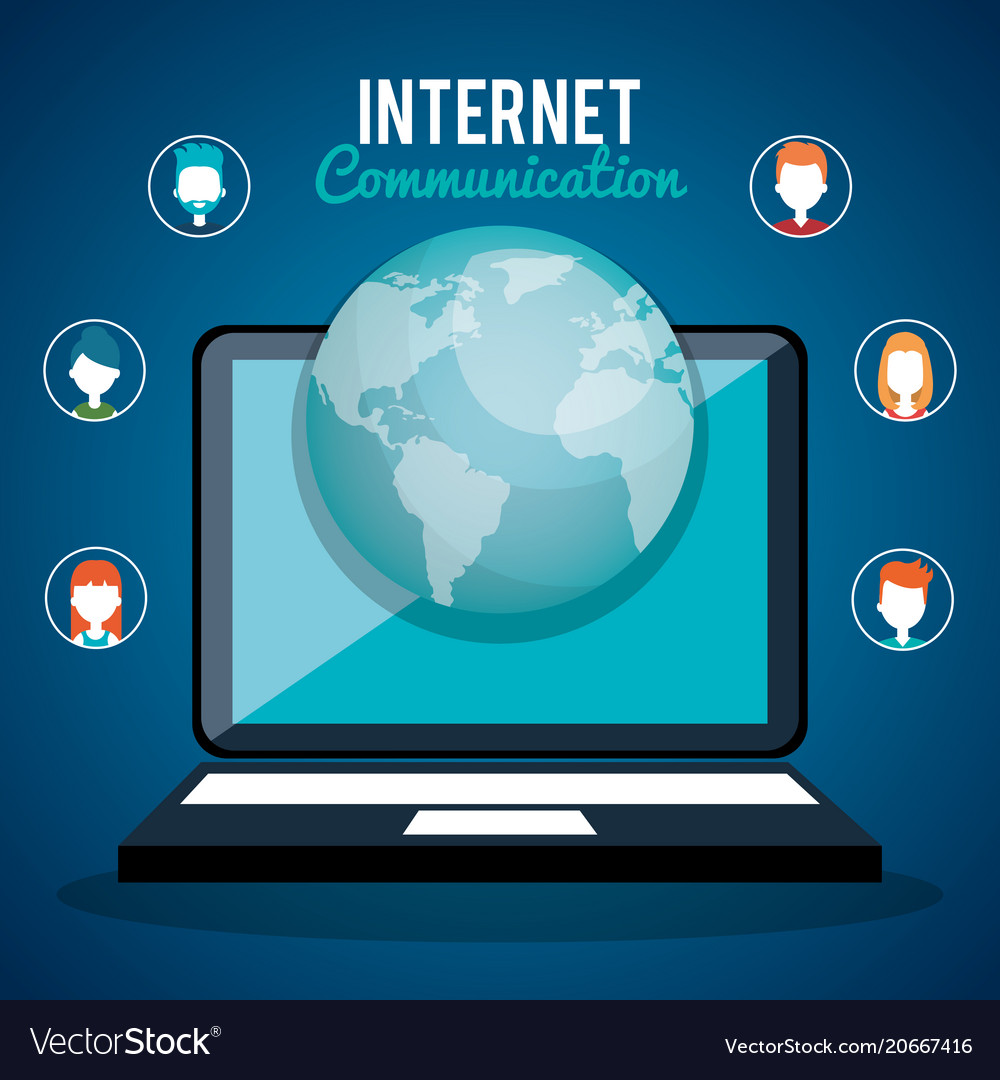 Laptop with internet communication Royalty Free Vector Image