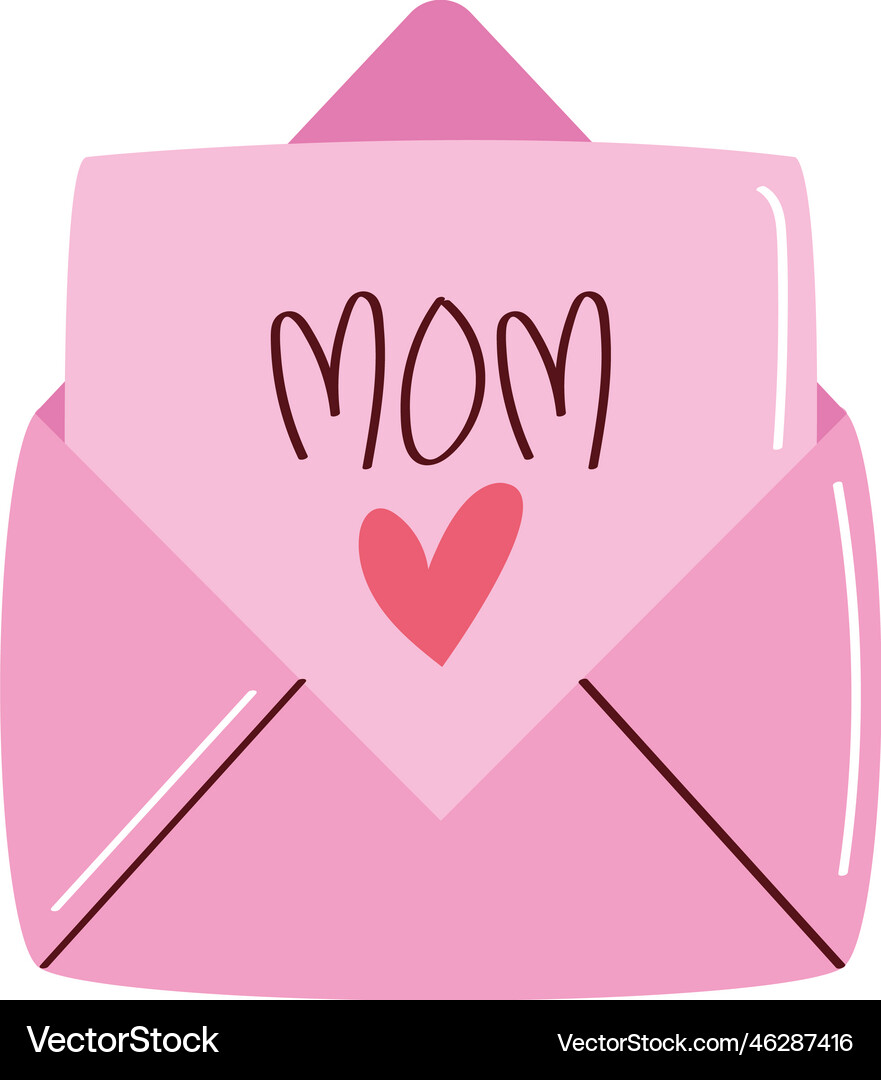 Mom letter with heart Royalty Free Vector Image