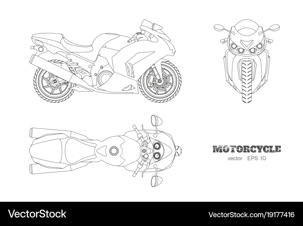 Outline drawing motorcycle Royalty Free Vector Image