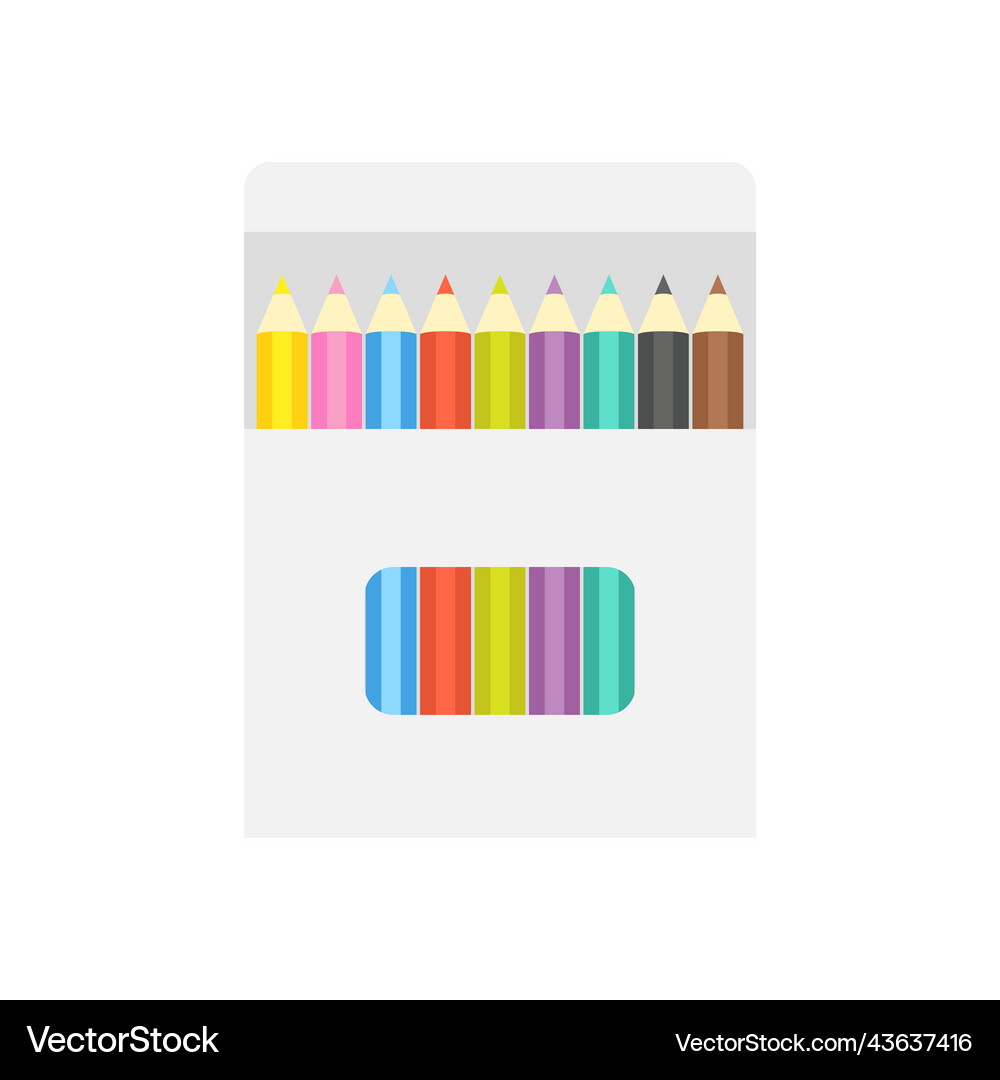 Paper box with colored pencils isolated on white Vector Image